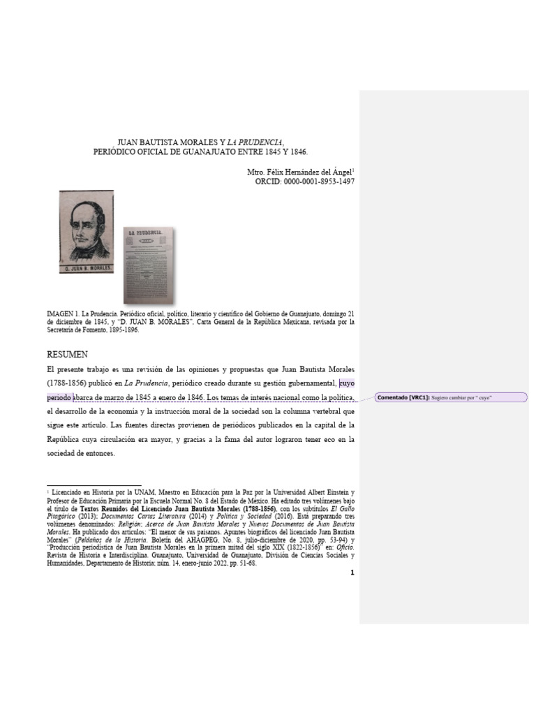 Juan Bautista Morales y La Prudencia - FHDA | PDF | México | Periódicos
