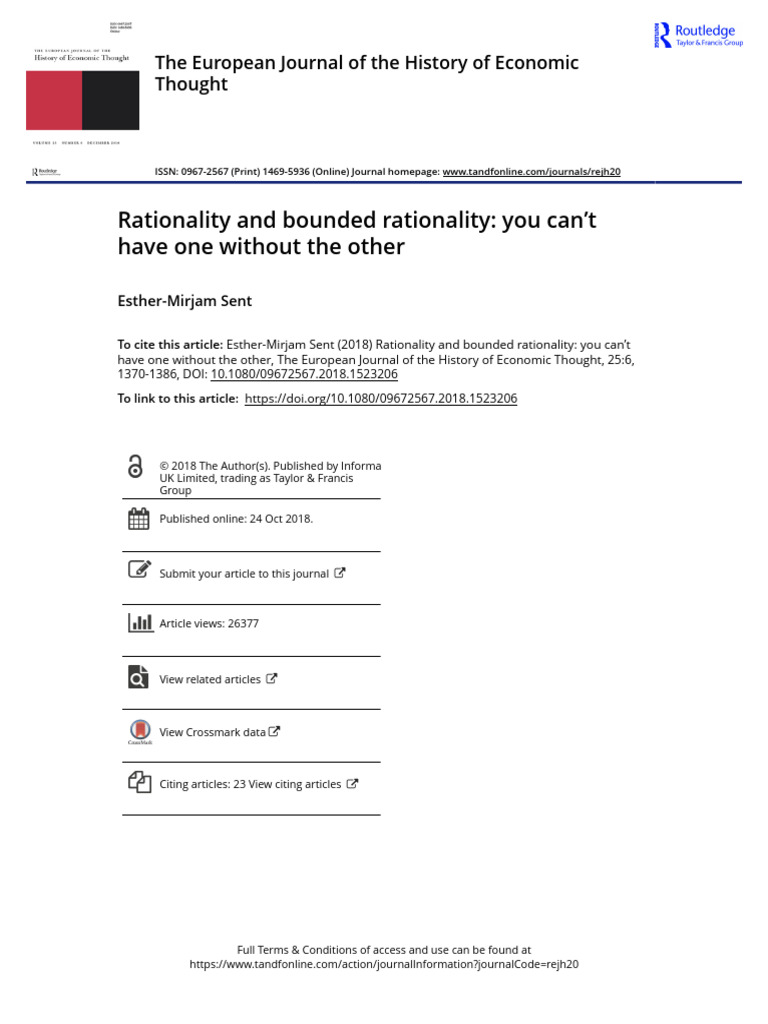 Rationality and Bounded Rationality You Can T Have One Without The ...