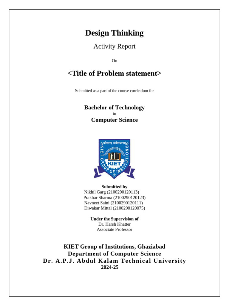 Design Thinking - Report - Template | PDF | Computing