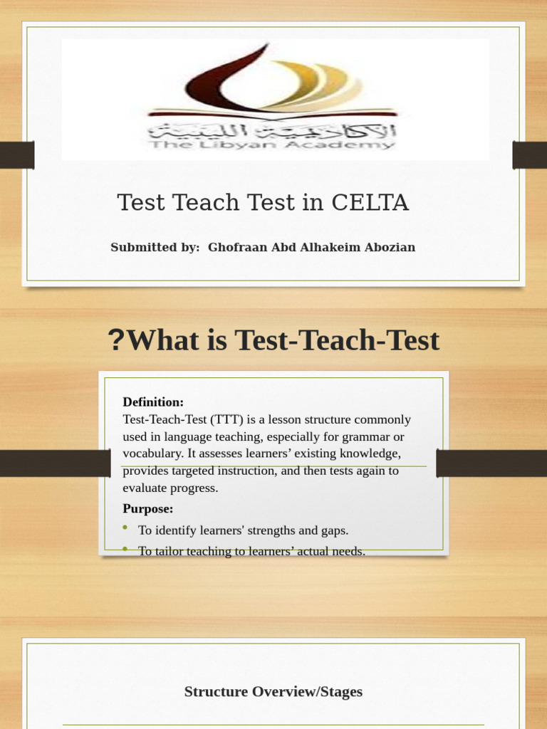 Test-Teach-Test Method in Language Teaching | PDF | Educational ...