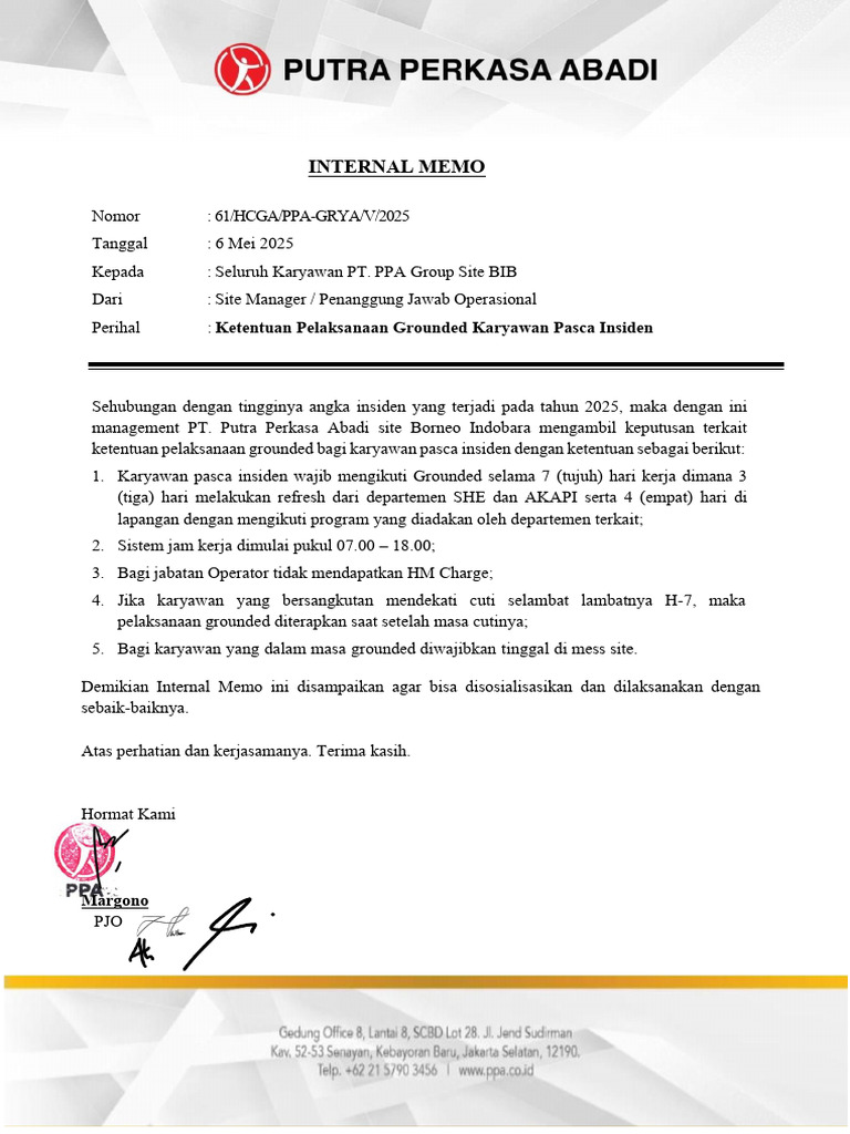 IM - Ketentuan Pelaksanaan Grounded Karyawan Pasca - 250506 - 131726 | PDF