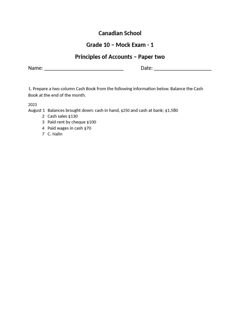 Grade 10 POA Mock Exam 1 Paper 2 | PDF