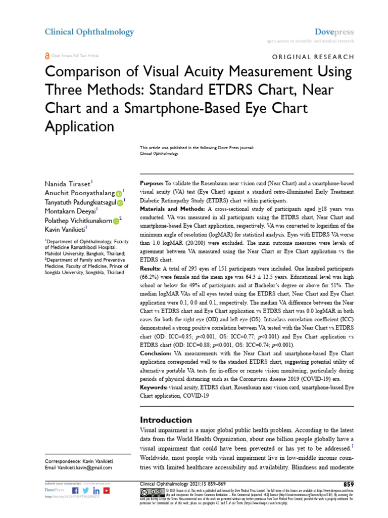Comparison of Visual Acuity Measurement Using Thre | PDF ...