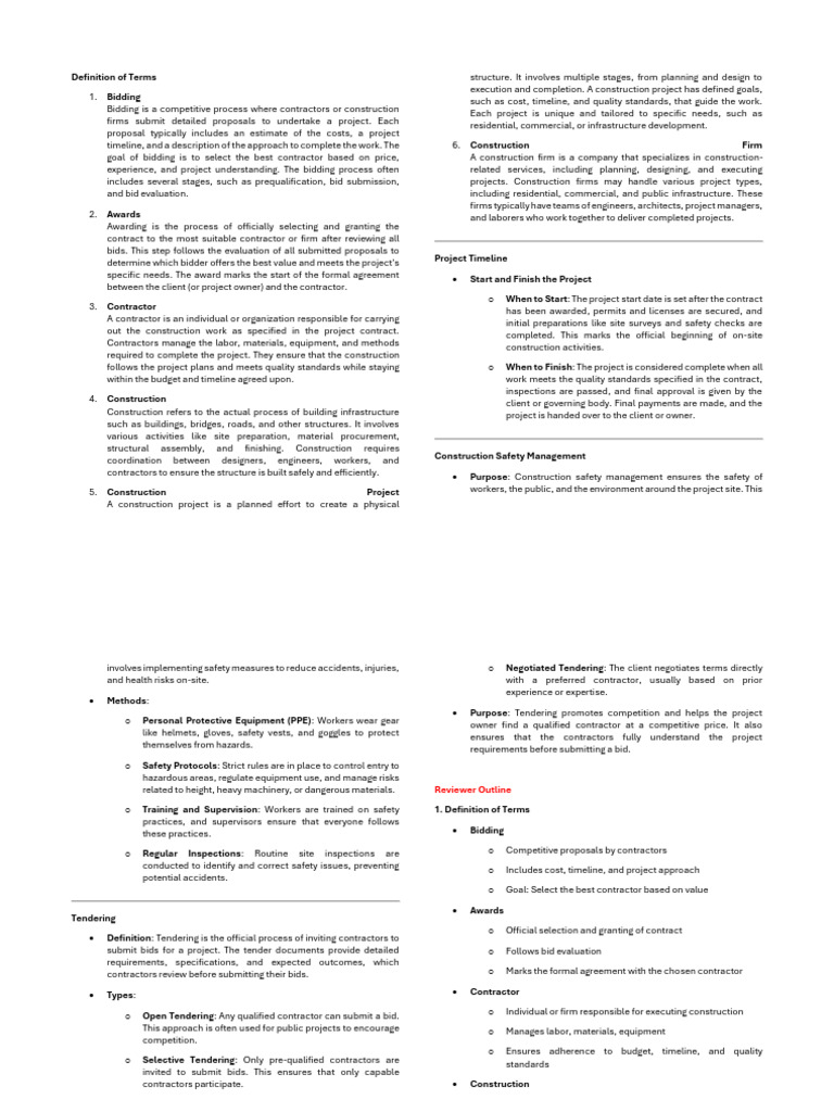 Key Terms in Construction Bidding | PDF | Safety | Personal Protective ...