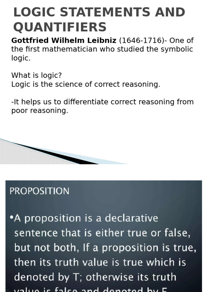 11 Logic Statement and Quantifiers | PDF | Proposition | Logic