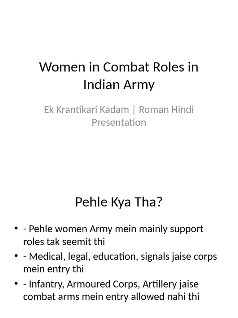 Women in Combat Roles Indian Army | PDF