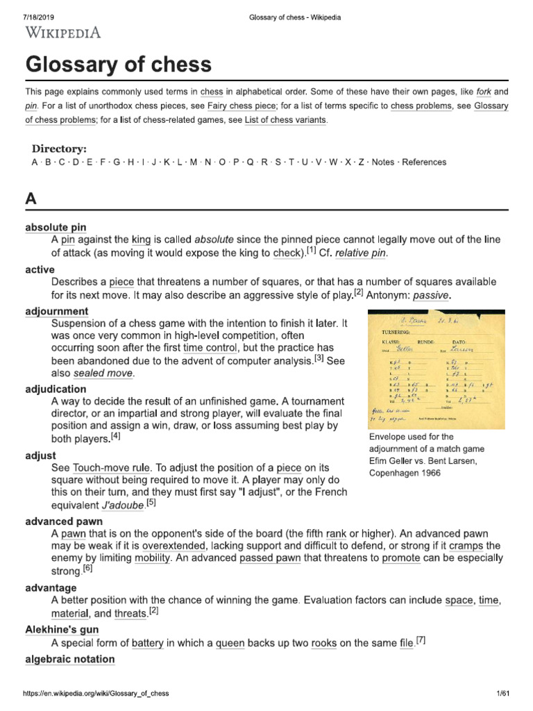 Glossary of Chess - Wikipedia | PDF