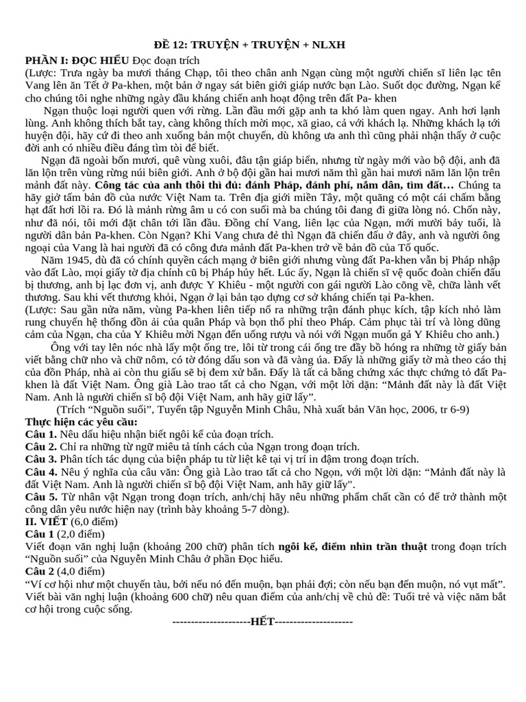 B12. TRUYỆN + TRUYỆN + NLXH | PDF