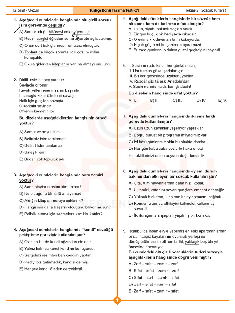 Tekrar-2 Sozcuk Turleri | PDF