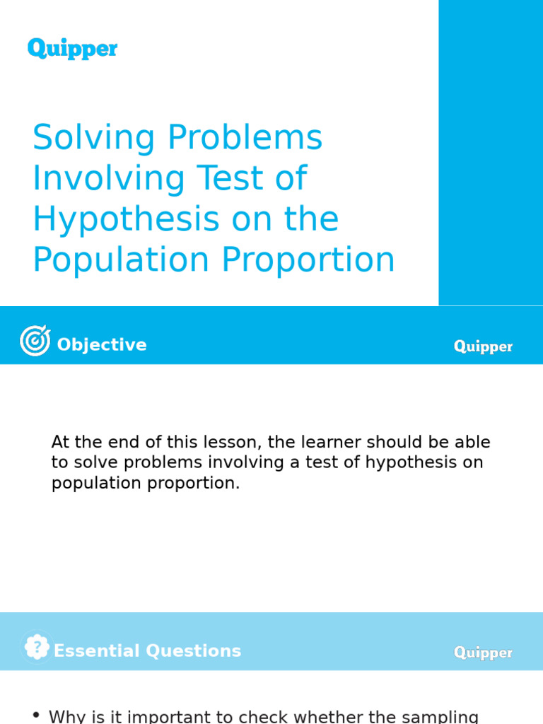 15 Solving Problems Involving Test of Hypothesis On Population ...