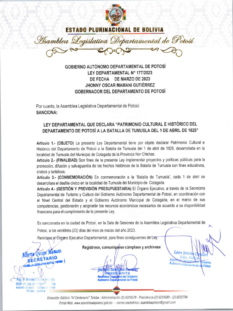 Ley N°177 2023 | PDF