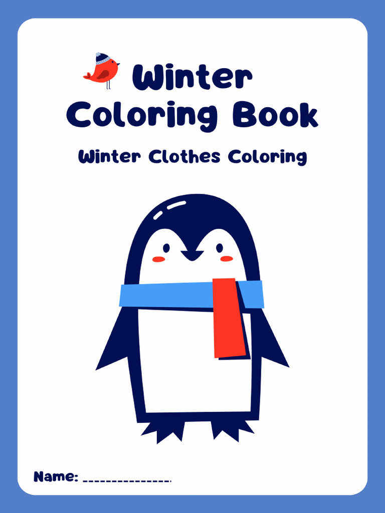 Blue Cute Winter Clothes Preschool Coloring Book | PDF