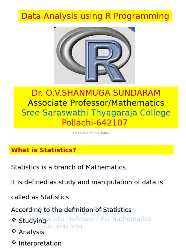 Data Analysis Using r 04-07-24 | PDF | Computer Programming | Statistics