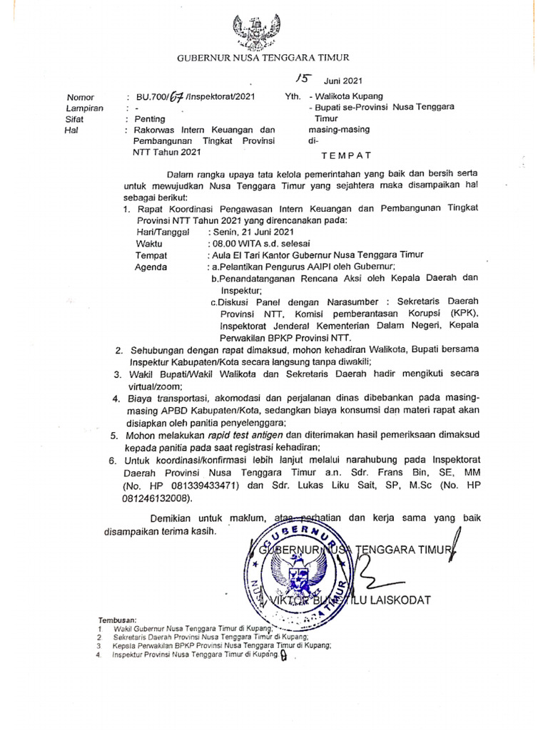 Surat BU.700.67 Rakorwasin 2021 2 | PDF