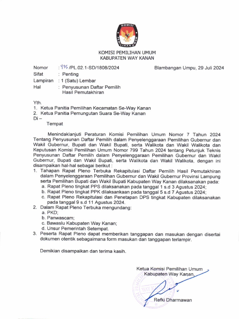 Pemberitahuan Pleno DPHP PPK Pps | PDF