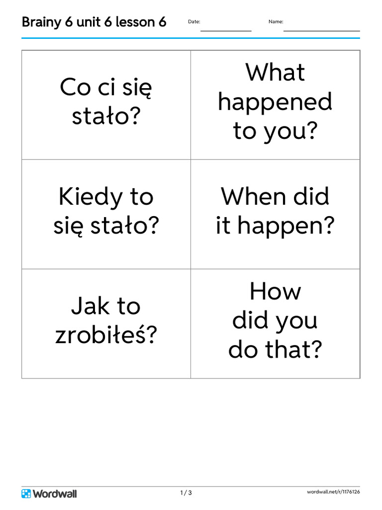 Brainy 6 Unit 6 Lesson 6 Flash Cards | PDF