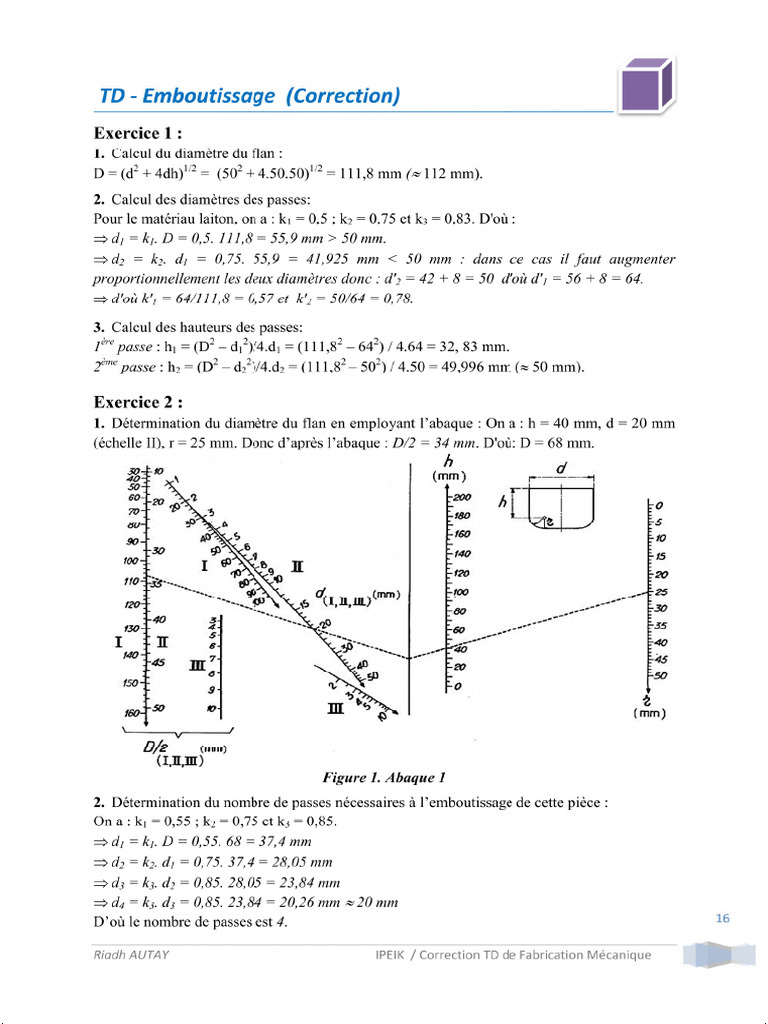 TD Procédés D'emboutissage (Corrigé) | PDF