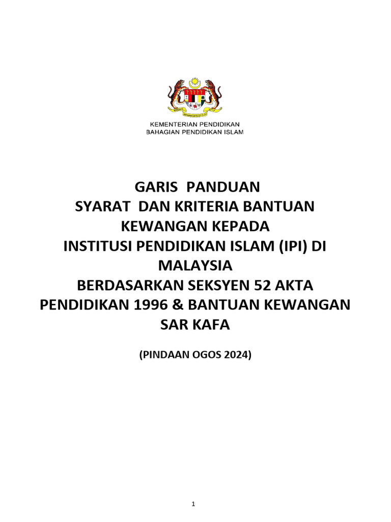 Latest Ogos 2024 GP Bantuan Kewangan Kepada Ipi Berdasarkan Seksyen 52 ...