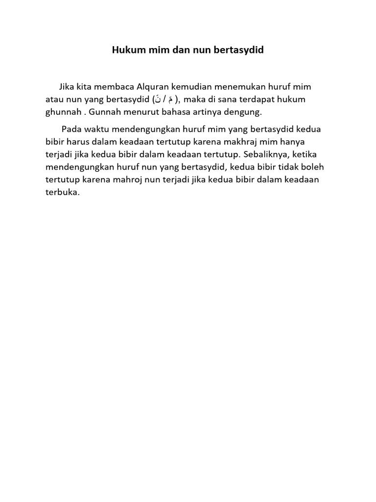 Hukum Mim Dan Nun Bertasydid | PDF