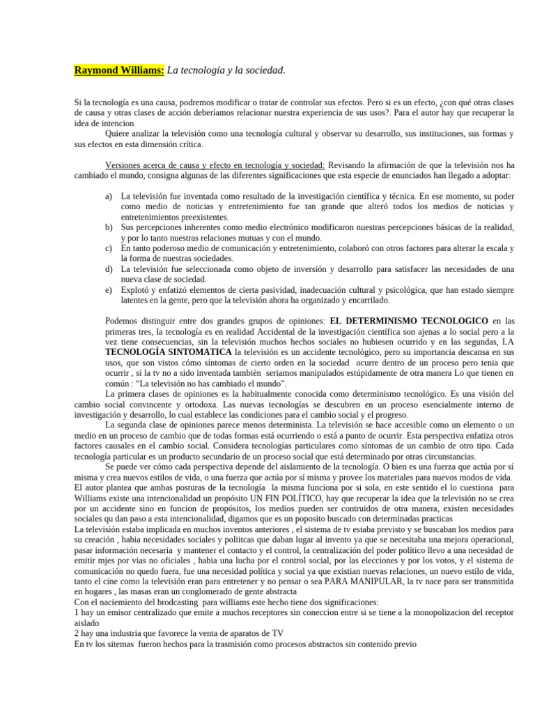 Raymond Williams | PDF | Televisión | Sociedad