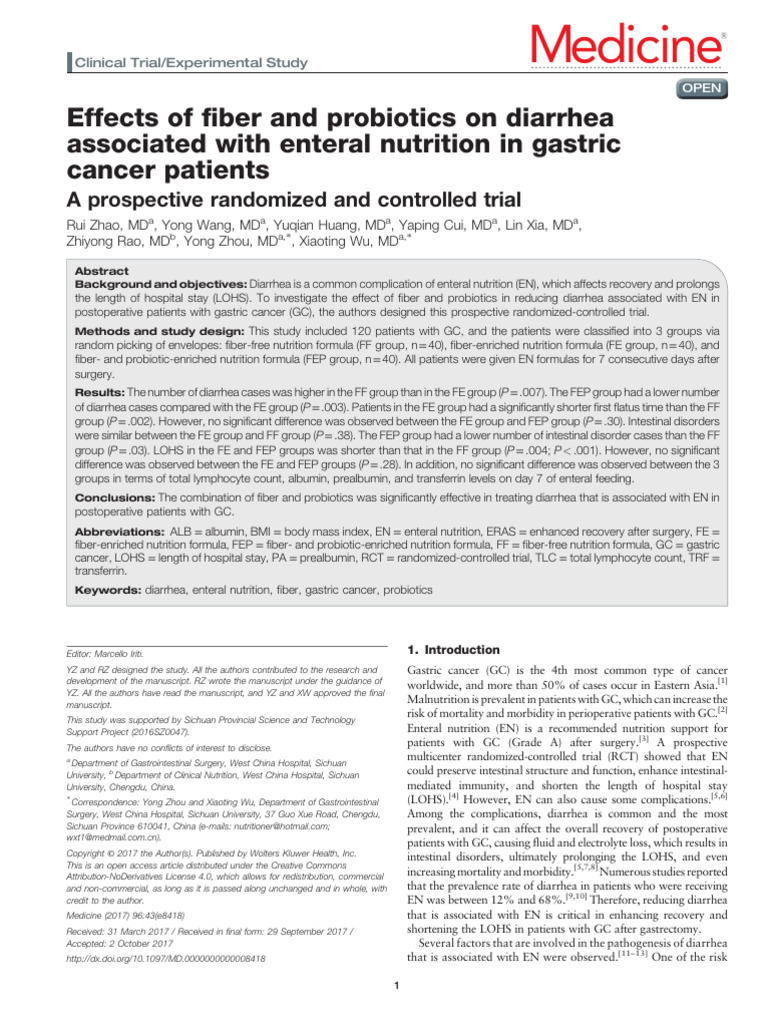 Fiber and probiotics in colon cancer | PDF | Dietary Fiber | Diet ...