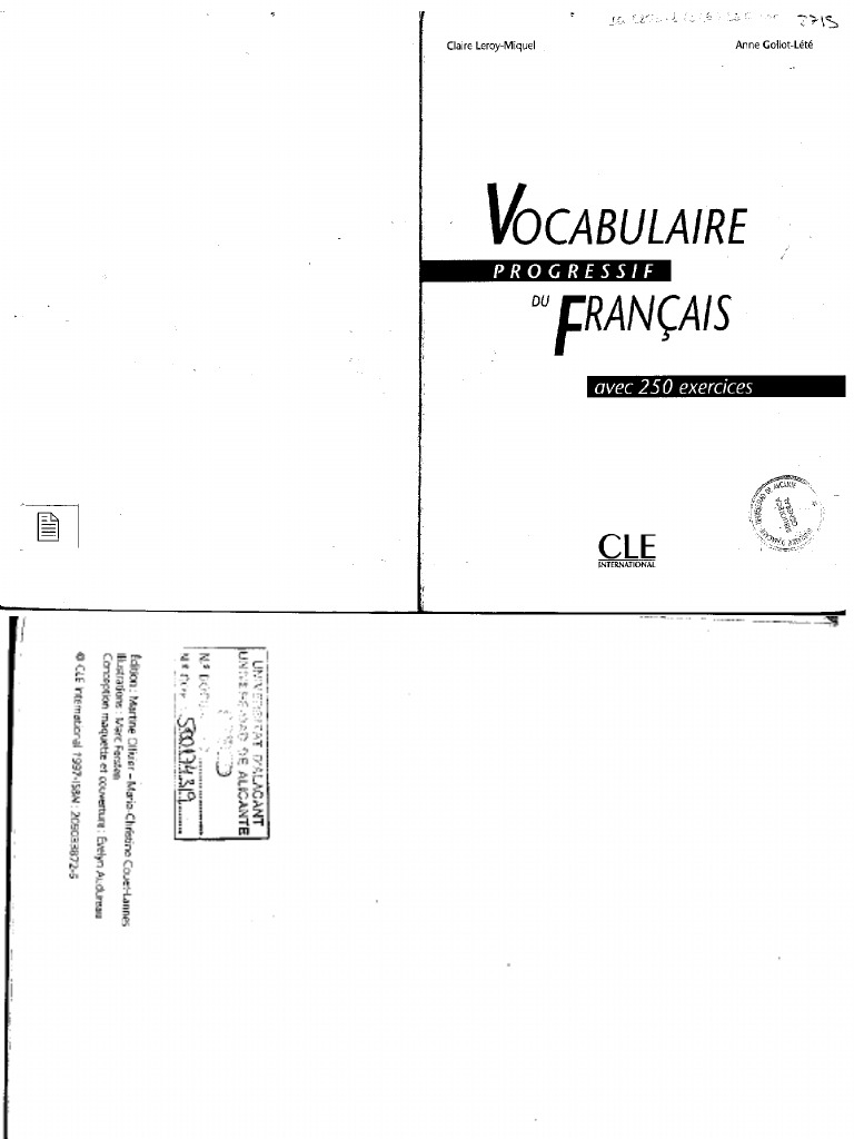 Vocabulaire Progressif Du Francais Nivea | PDF