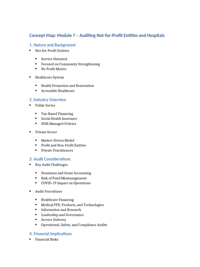 Auditing Not-for-Profit Healthcare Entities | PDF