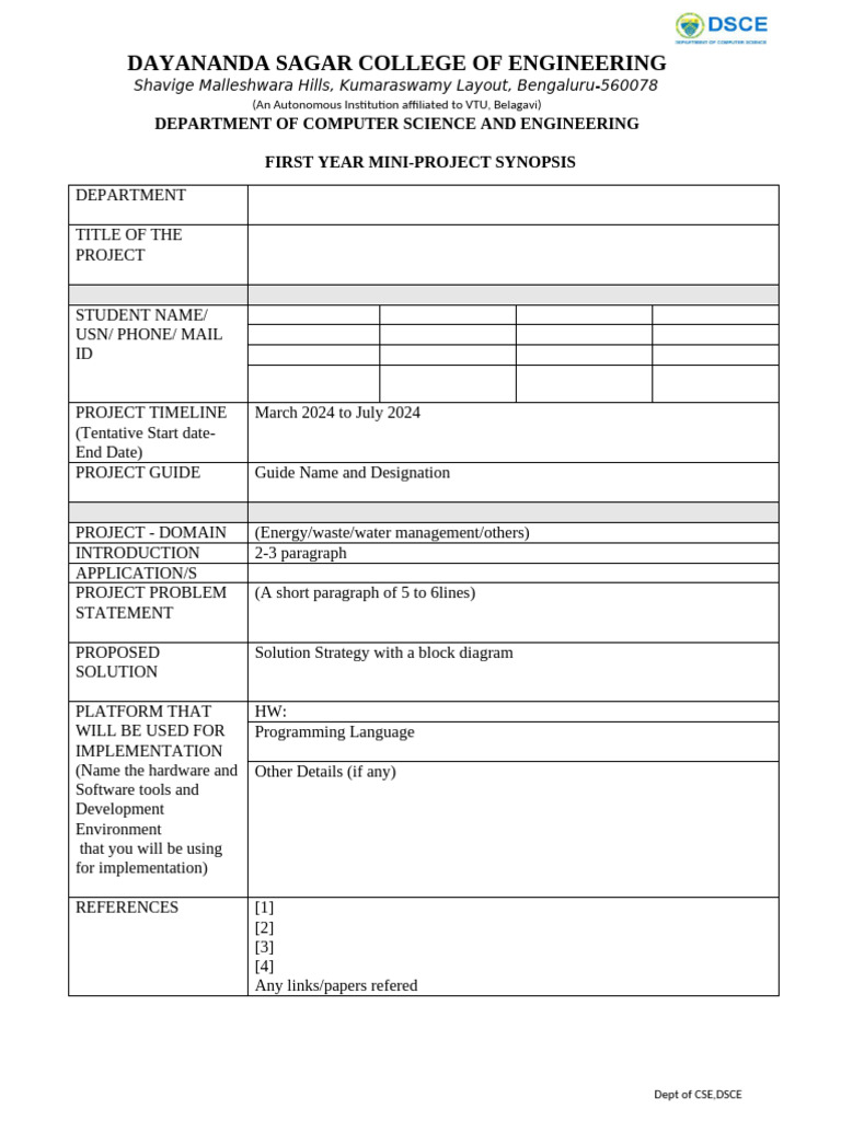 Sample Synopsis Template | PDF