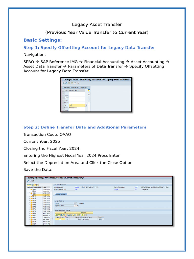 Legacy Asset Transfer Process in SAP | PDF
