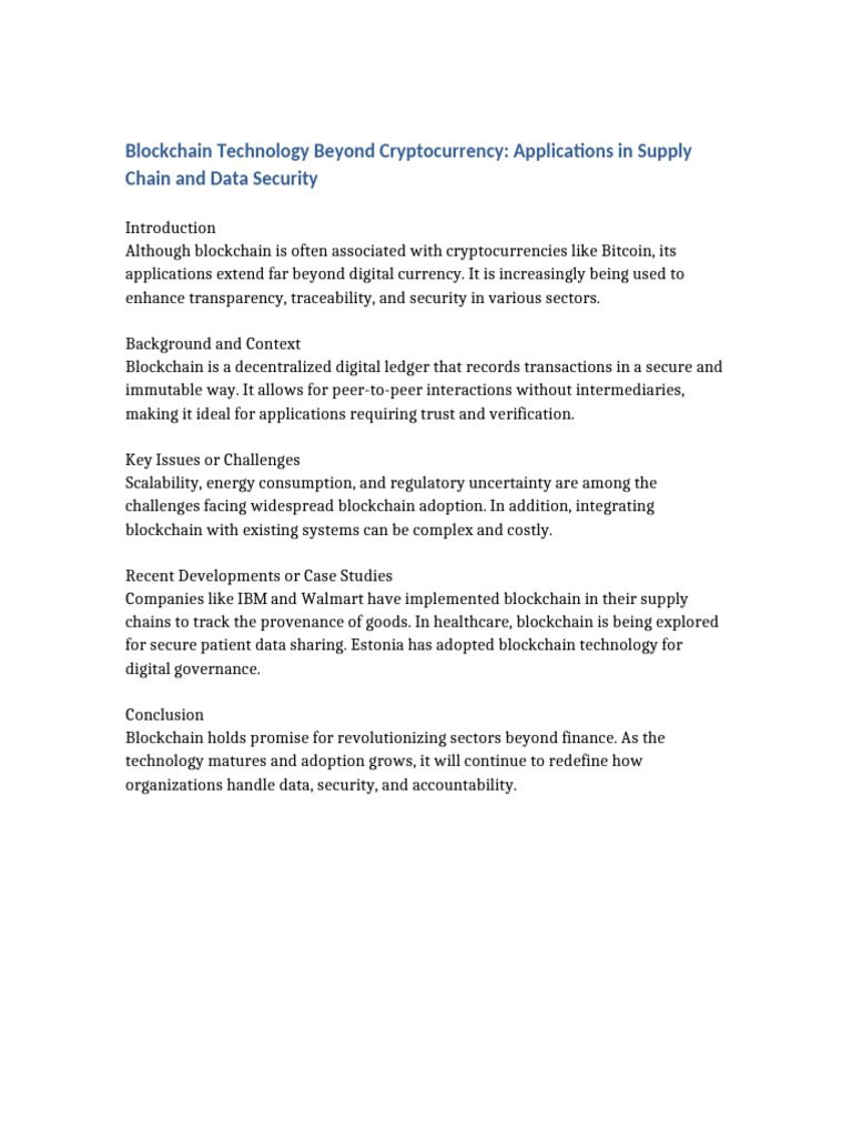 Blockchain Applications Research Paper | PDF