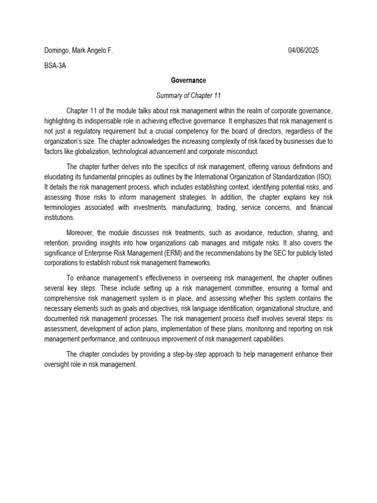 Chapter 11, Summary | PDF