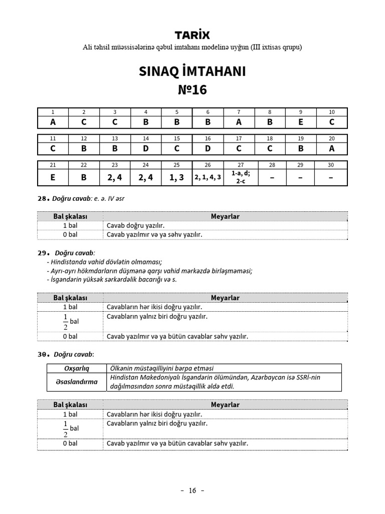 Tarix Qrup 3 AZ Sinaq 16 | PDF