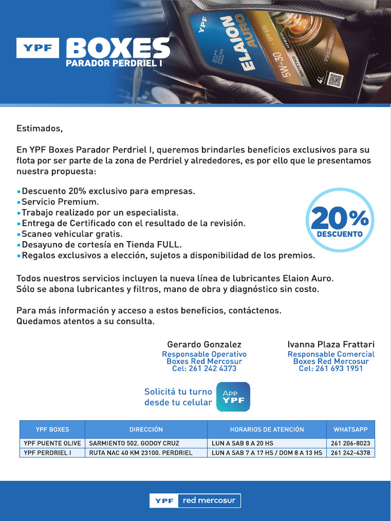 Propuesta Empresas YPF Boxes Perdriel I 2025 | PDF