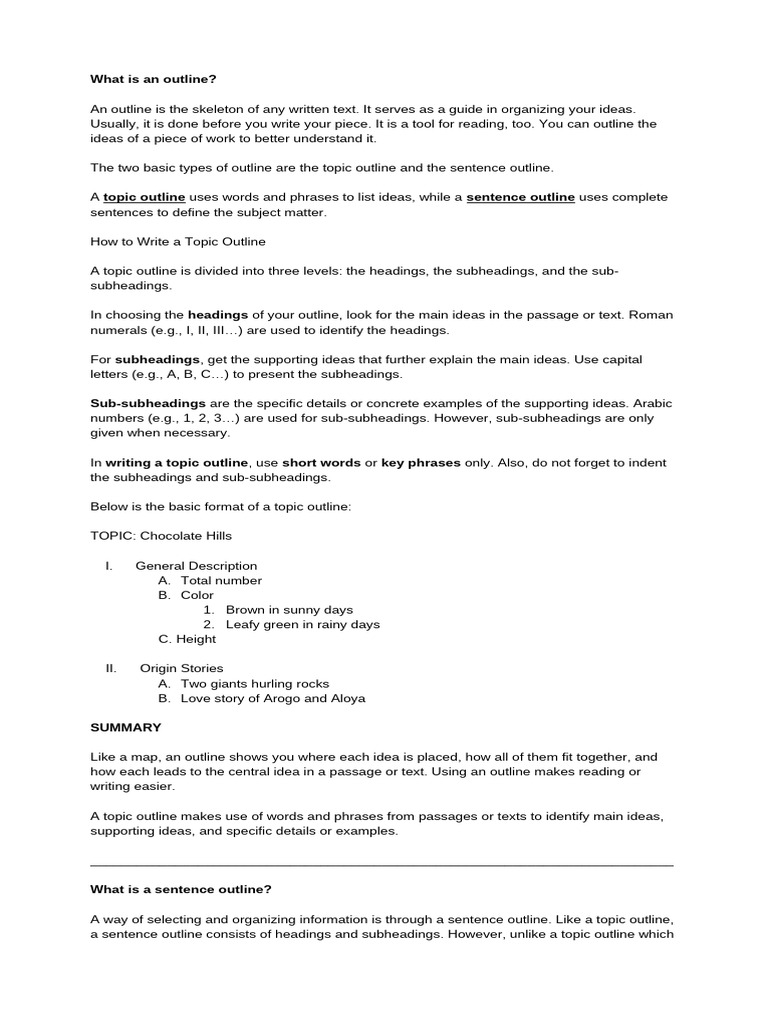 Topic Outline-Sentence Outline | PDF | Letter Case | Writing