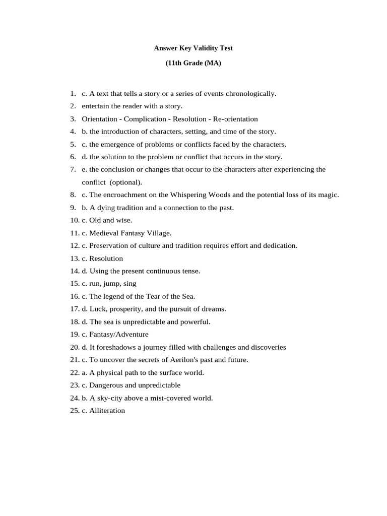 Answer Key Validity Test | PDF