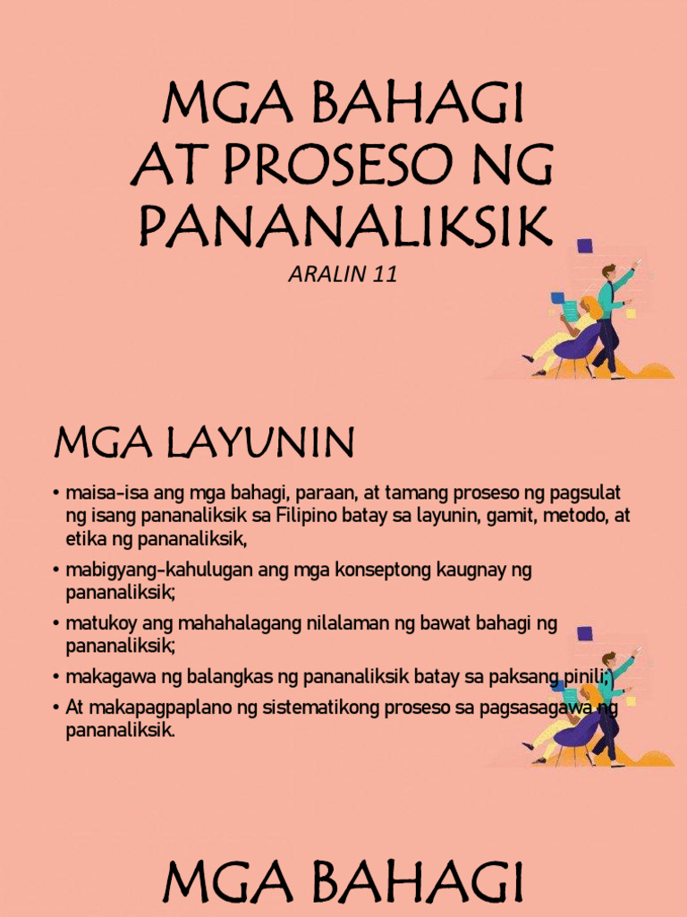 MGA BAHAGI AT PROSESO NG PANANALIKSIK - Filipino 11 | PDF