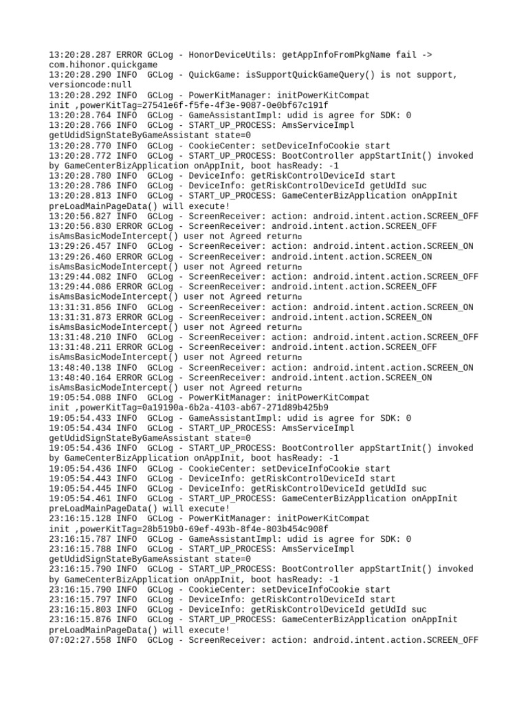 Screen Off Action Errors Log | PDF