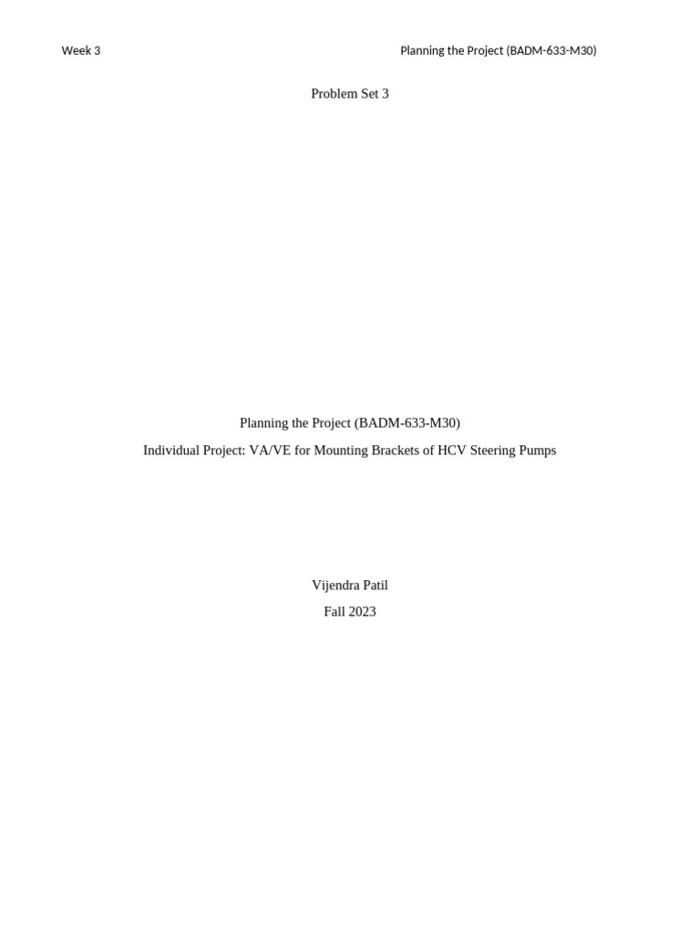 VA/VE Project for HCV Steering Brackets | PDF
