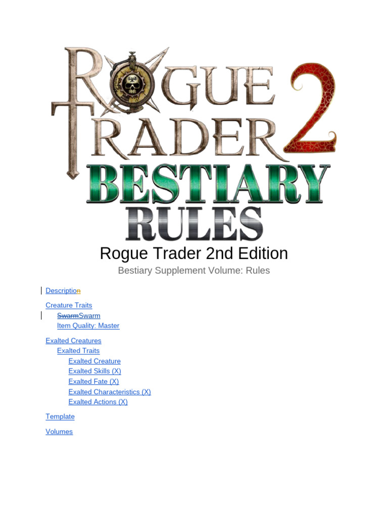 Rogue Trader 2nd Edition (Public) - Bestiary Supplement Volume - Rules ...