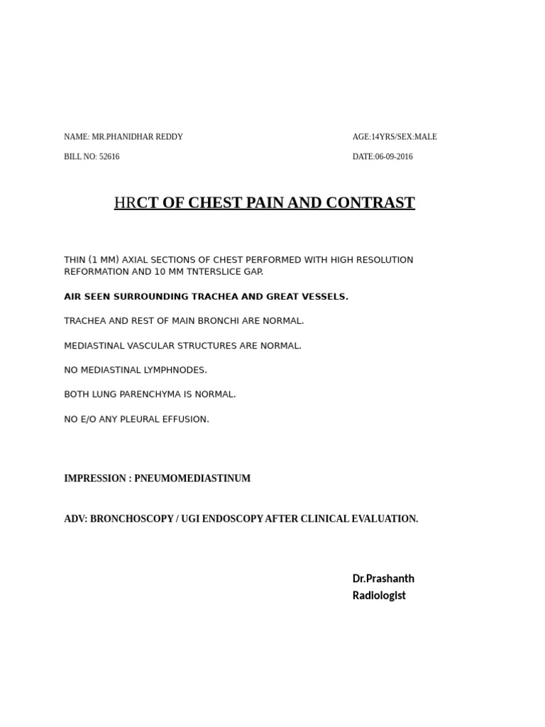 4.Hrct Chest Plain & Contrast Study | PDF