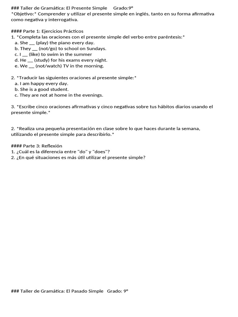 Taller de Gramática | PDF | Verbo | Sintaxis
