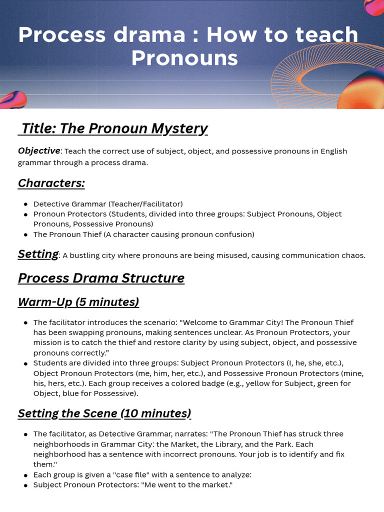Title The Pronoun Mystery 20250508 205057 0000 | PDF | Subject (Grammar ...