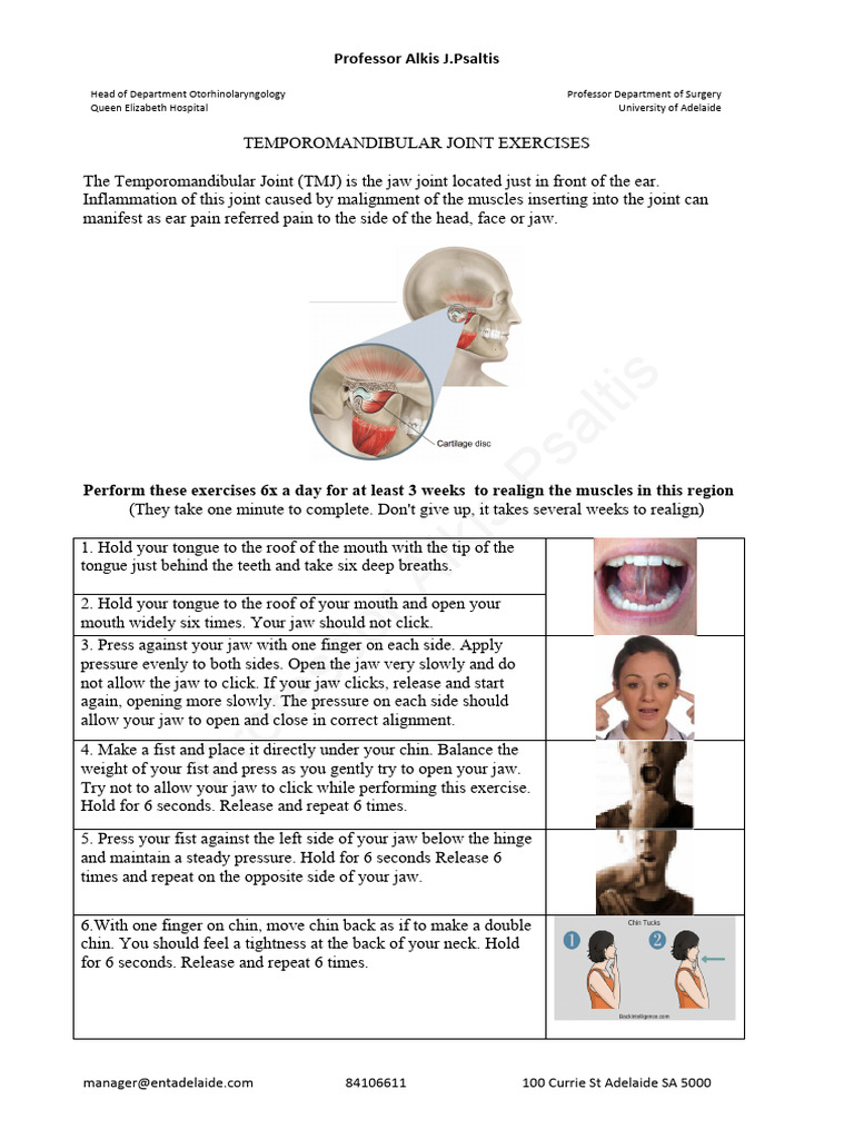 Temporomandibular Joint Exercises Word | PDF | Jaw | Medical Specialties