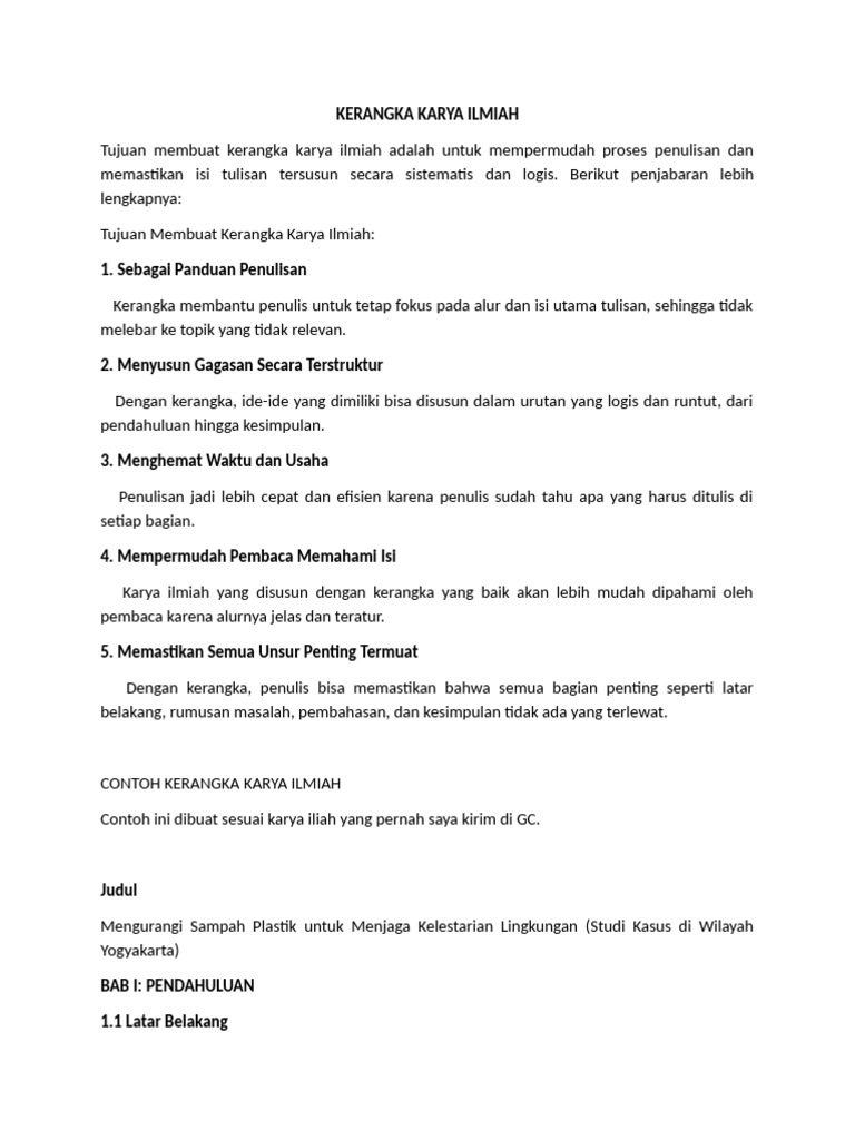 KERANGKA KARYA ILMIAH | PDF