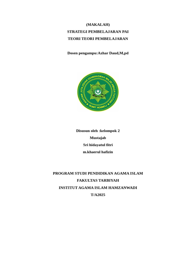 Makalah Strategi Pembelajaran Pai | PDF