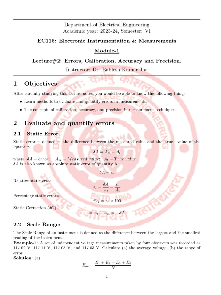Errors Calibration Accuracy and Precision | PDF | Accuracy And Precision | Normal Distribution