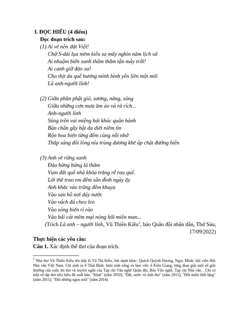Tho - La Anh - Nguoi Linh | PDF