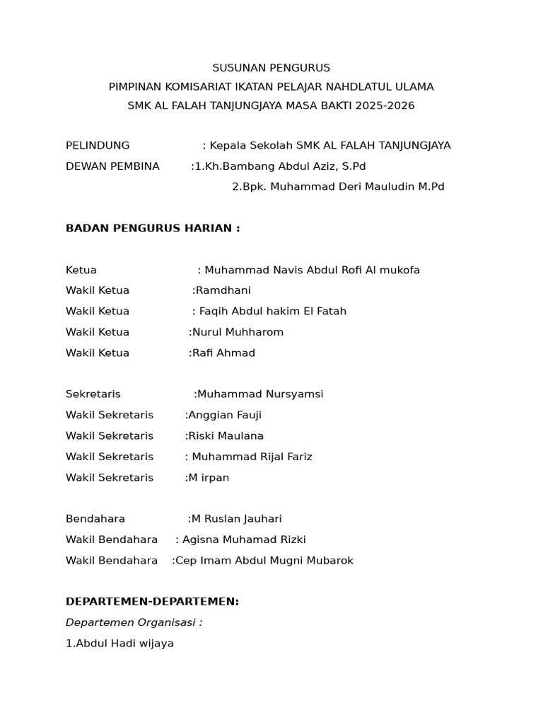 Kepengurusan IPNU PO | PDF