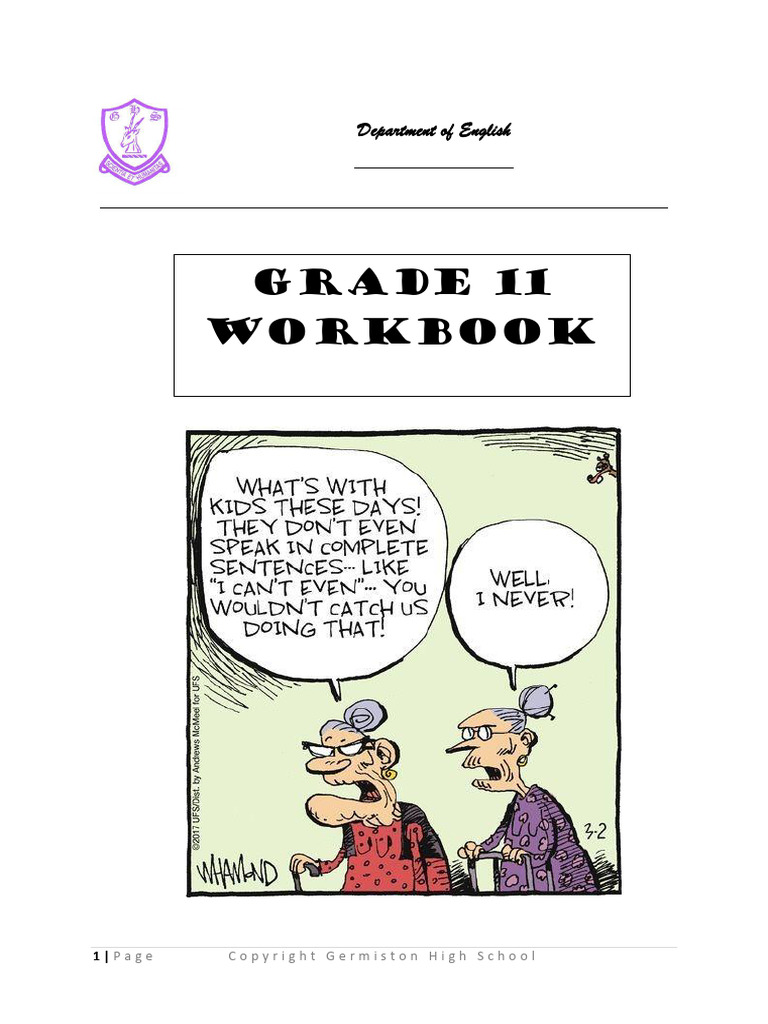 Germiston Grade 11 Workbook Activities | PDF | Verb | Subject (Grammar)