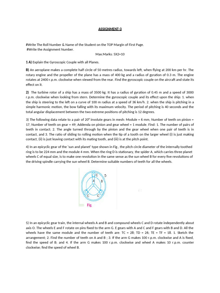 TOM Assignment-3 | PDF | Gear | Mechanical Engineering